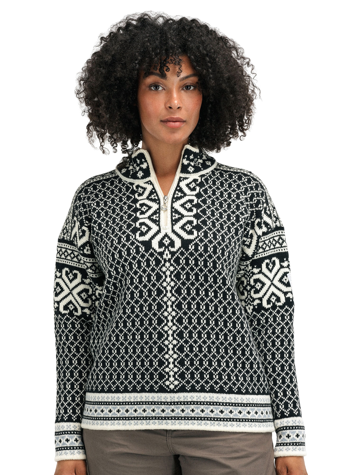 Leknes Fem Sweater Coffee Offwhite Metal - Dale of Norway